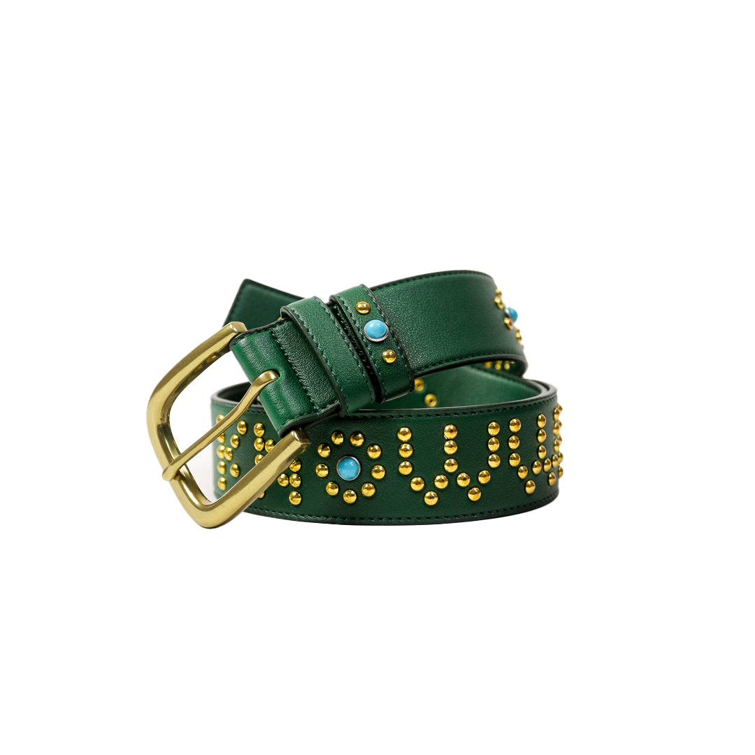 GOLD STUDDED GREEN BELT – knowwherestudio